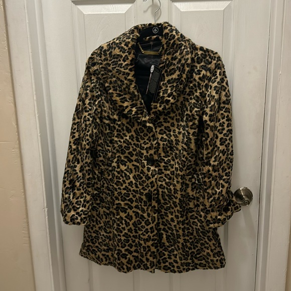 IMAN | Jackets & Coats | Iman Nwt Global Chic Xs Faux Leopard Fur Swing ...